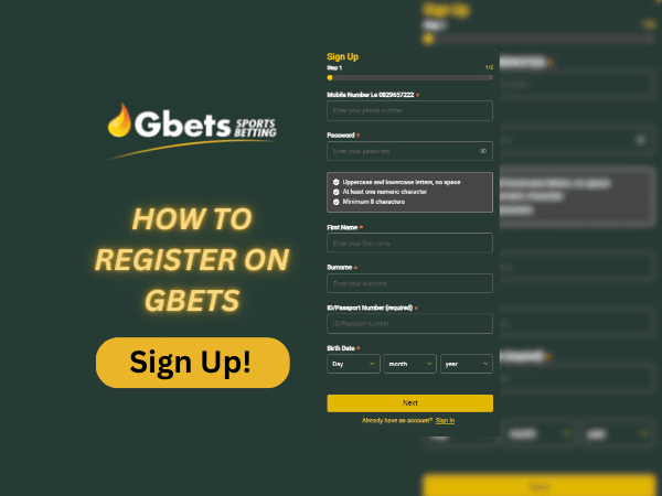 Gbets registration guide for new customers in South Africa